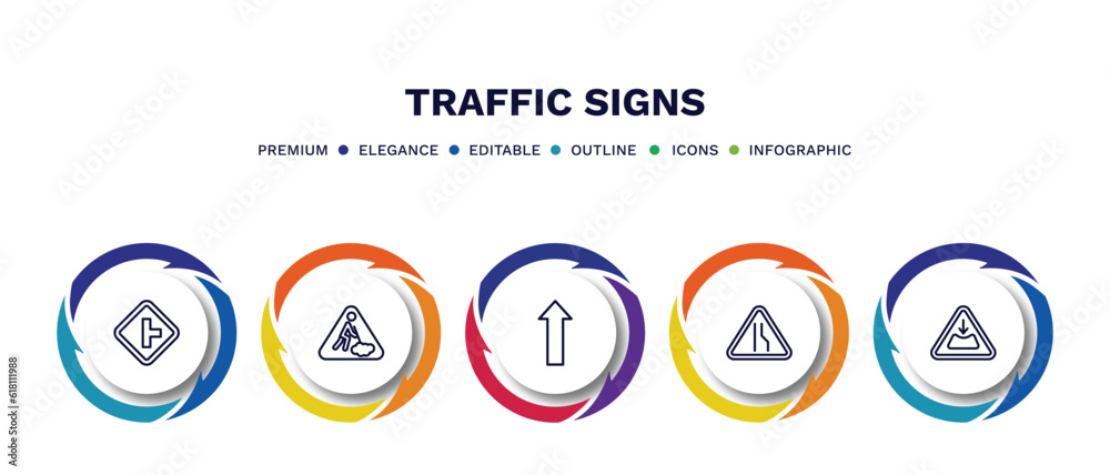 set of traffic signs thin line icons. traffic signs outline icons with ...