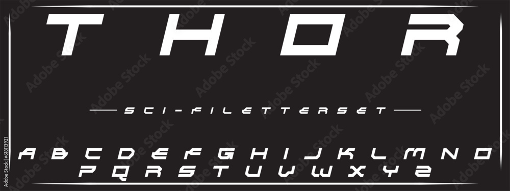 THOR, Sports minimal tech font letter set. Luxury vector typeface for ...
