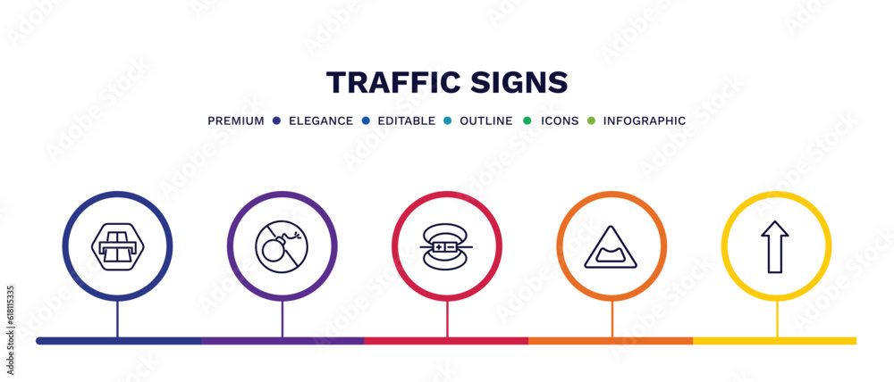 set of traffic signs thin line icons. traffic signs outline icons with ...