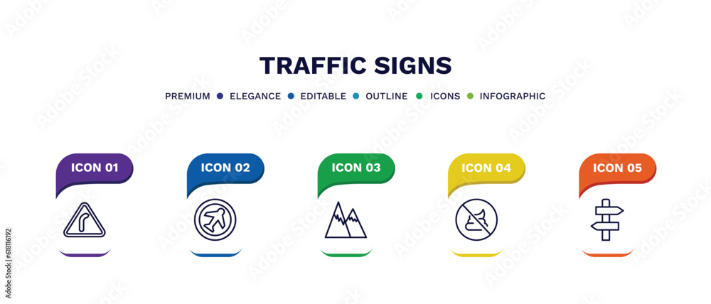 set of traffic signs thin line icons. traffic signs outline icons with ...