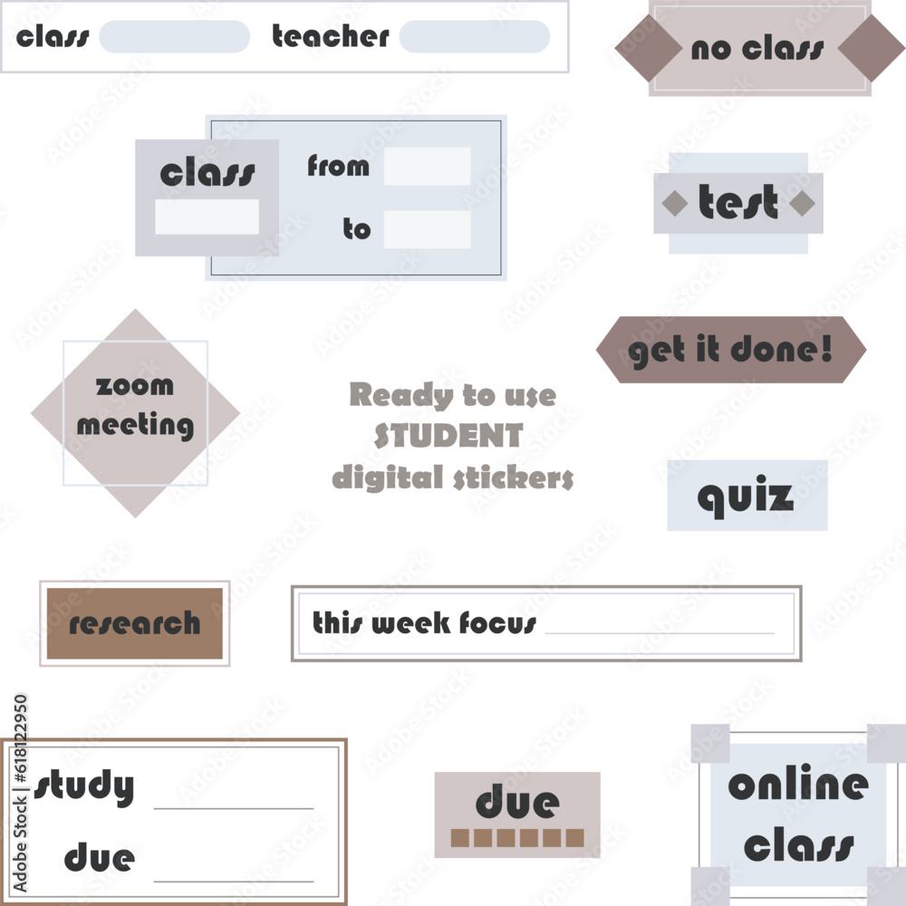 Ready to use student digital stickers. Digital note papers and stickers ...