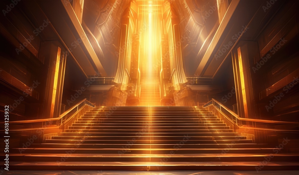 Gold background with stairs Stock Illustration | Adobe Stock