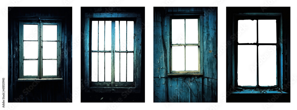 set of old wood window frames. Transparent PNG. Apocalyptic. Dystopian ...