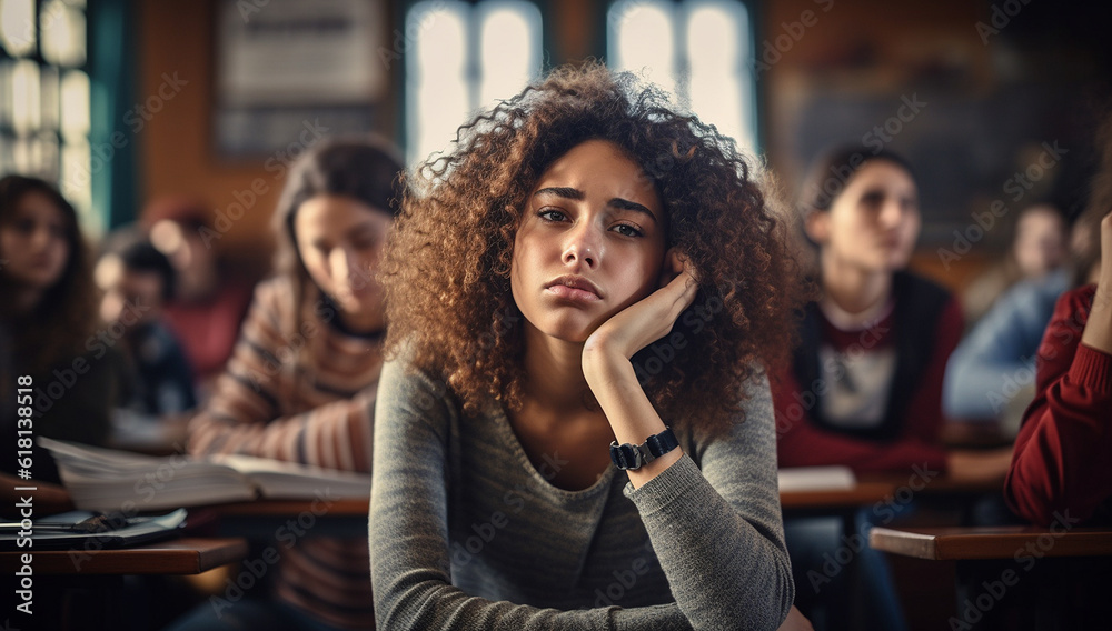 Education And Learning Concept. Portrait of tired and bored student ...