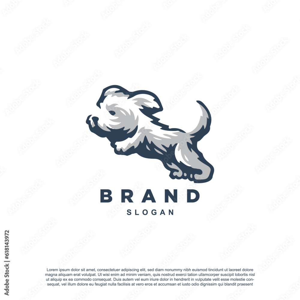 Vintage cute jumping puppy logo design. Adorable dog logo design for ...