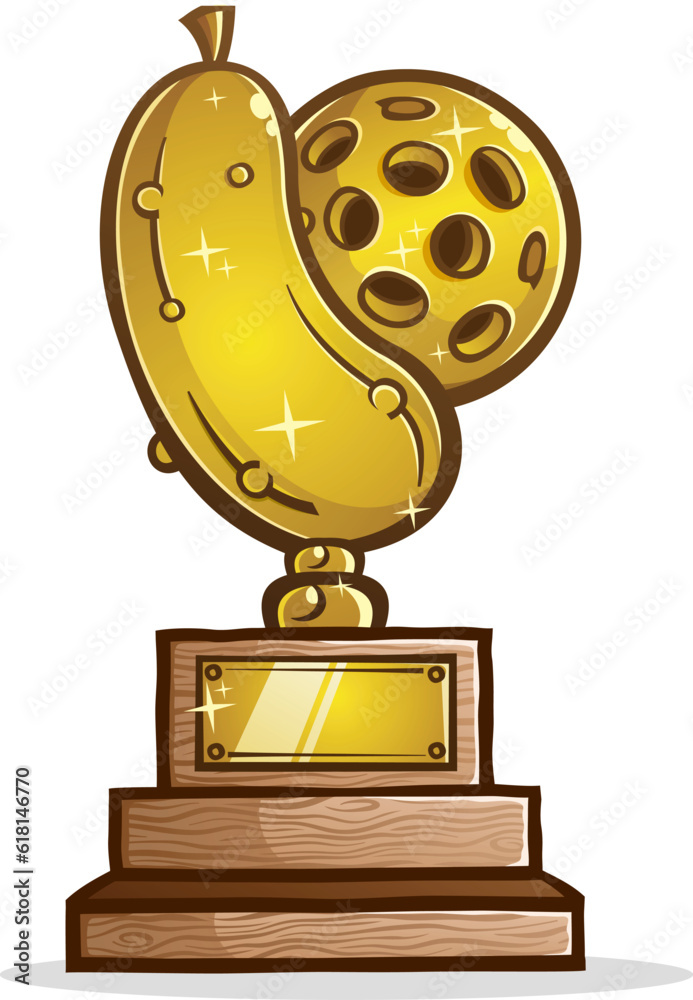 Big golden pickleball trophy celebrating the first place victory of the ...