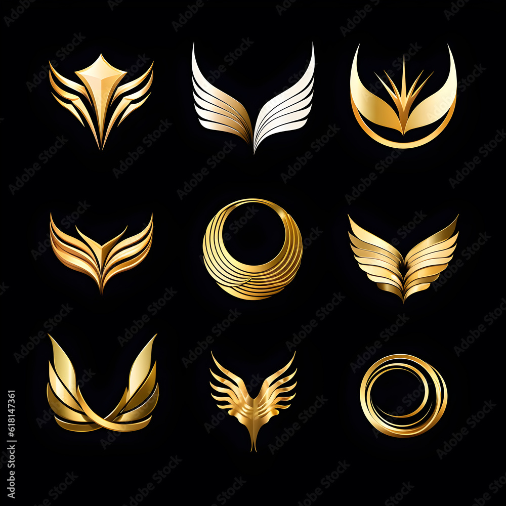 Gold, Vector - based logo templates. AI generated Stock Illustration ...