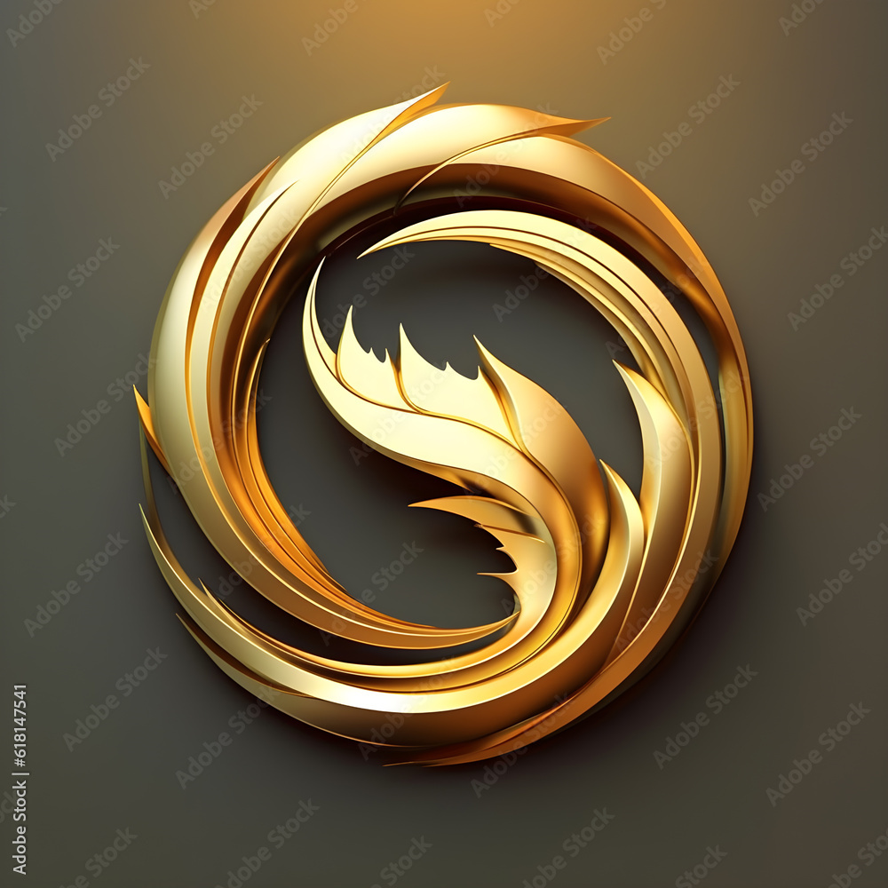 3d logo , 3d gold logo circle design on black background. AI generated ...