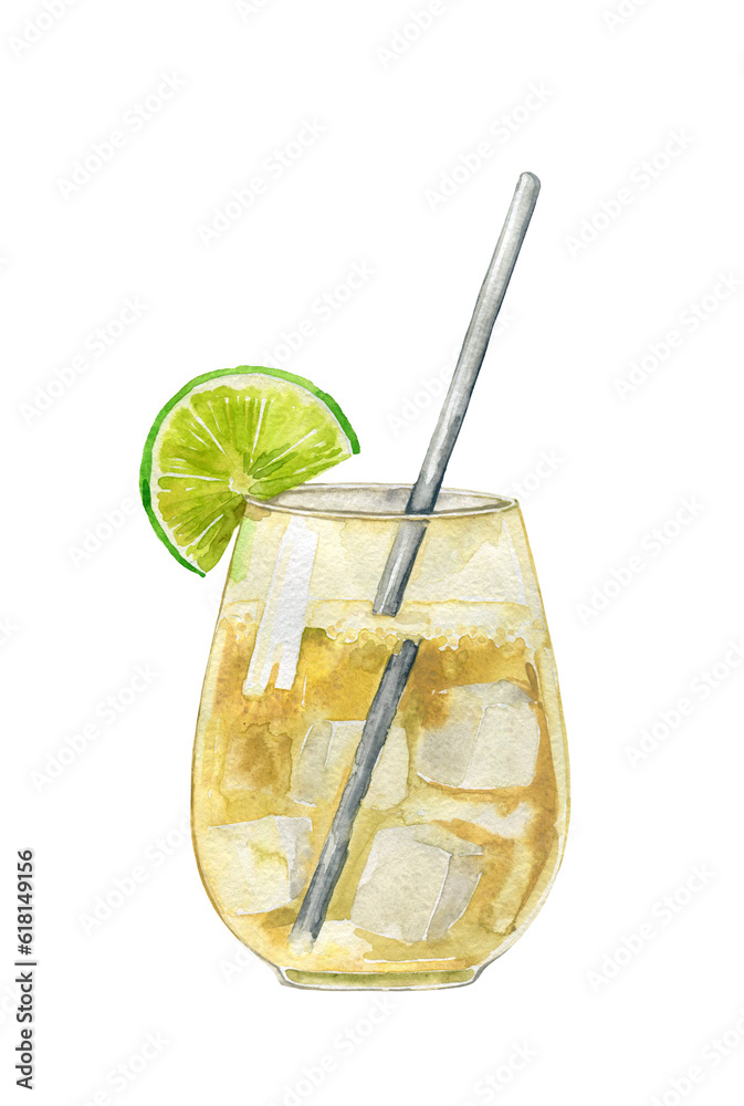 Watercolor coctail, hugo spritz, mojito, sparkling wine, soda, martini ...