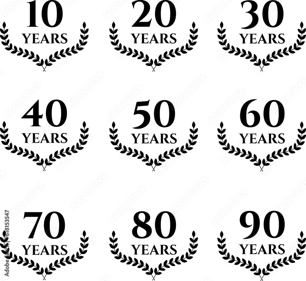 10-100 anniversary laurel wreath. Celebration and congratulation design ...