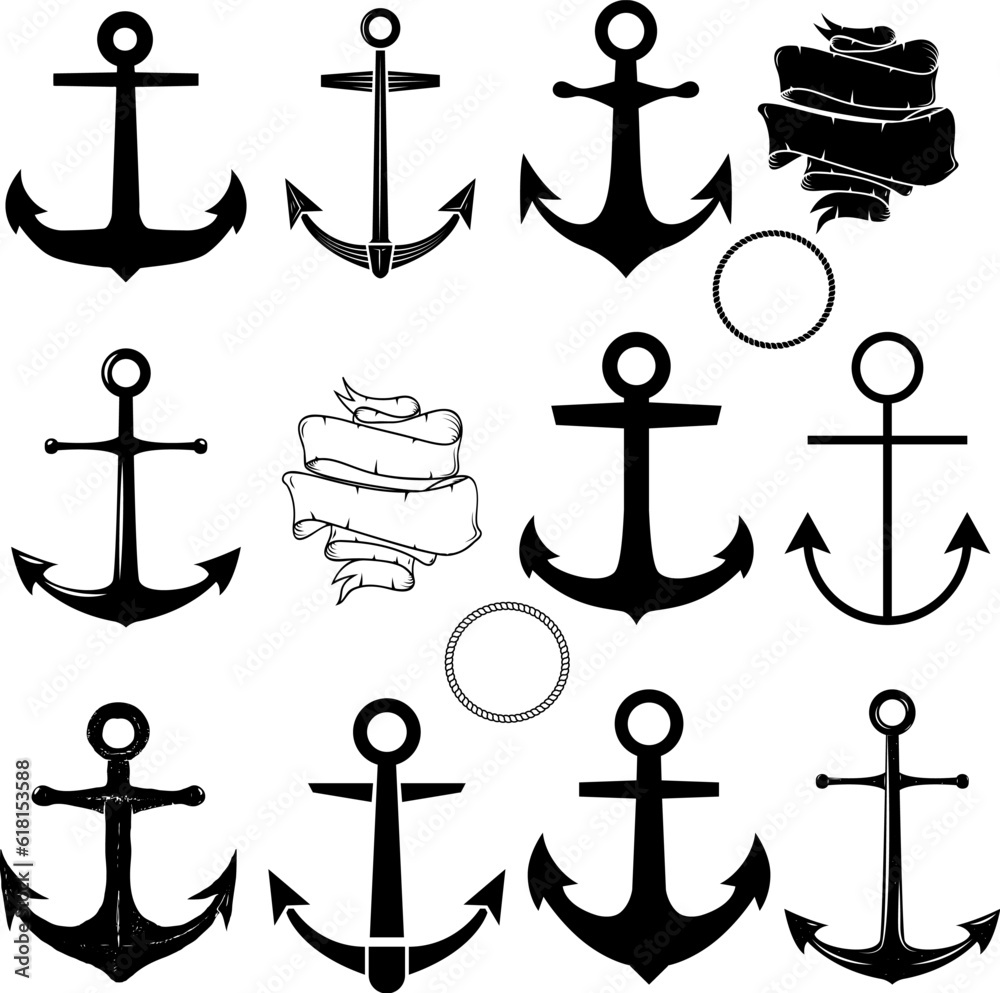 Set of the vector anchors. Label and logos design template. Vector ...