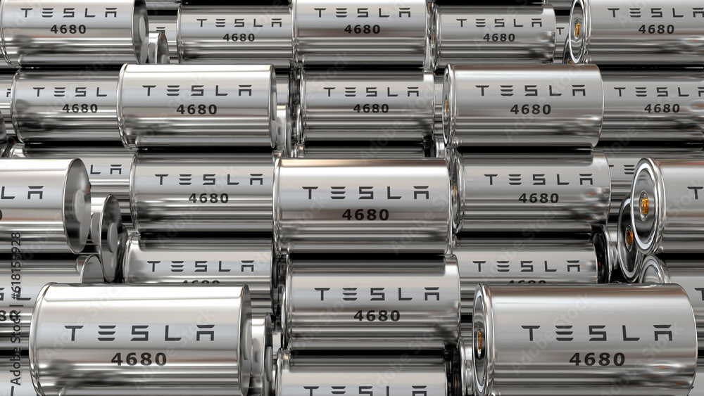 Lithium-ion Tesla Battery 4680, High-capacity accumulator cell modules ...