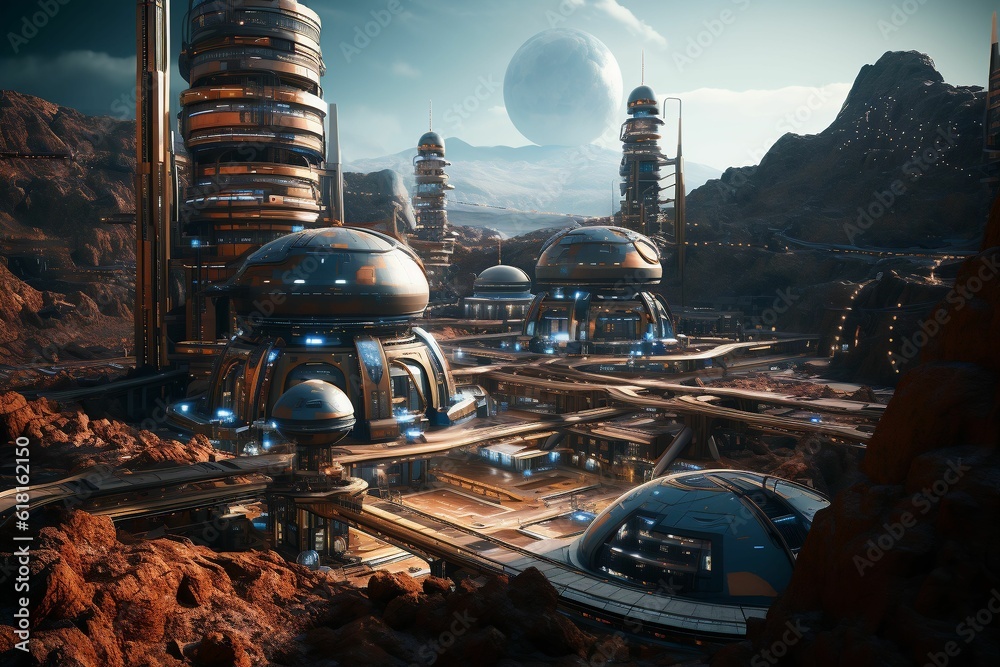 An AI generated illustration of A vibrant, futuristic cityscape, with ...