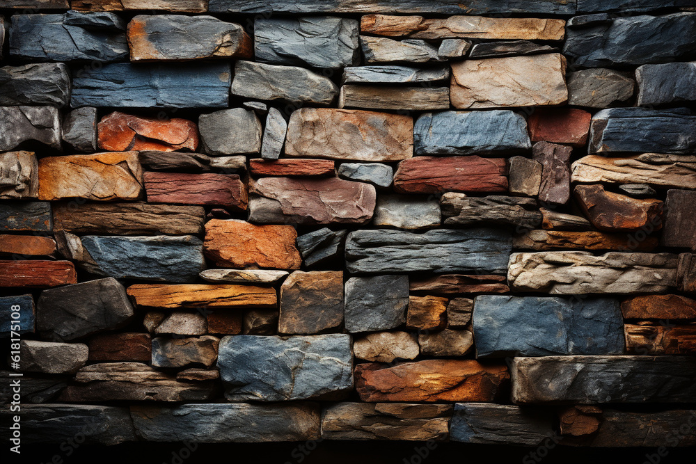 Stone Brickwork: Textured stone tiles arranged in a brick-like pattern ...