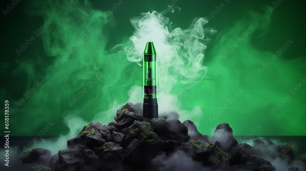 green vape bacgreen vape background with smoke copy text spacekground ...