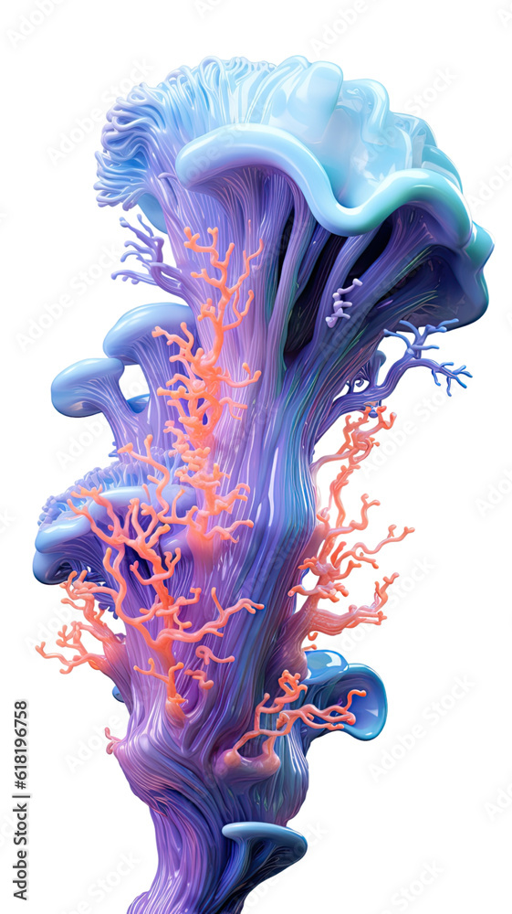 bioluminescent alien coral reef vibrant detailed abstract futuristic ...