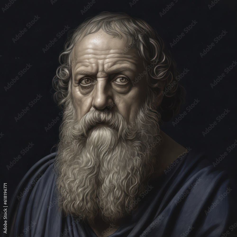 An artistic interpretation of a portrait of Plato, the renowned ancient ...