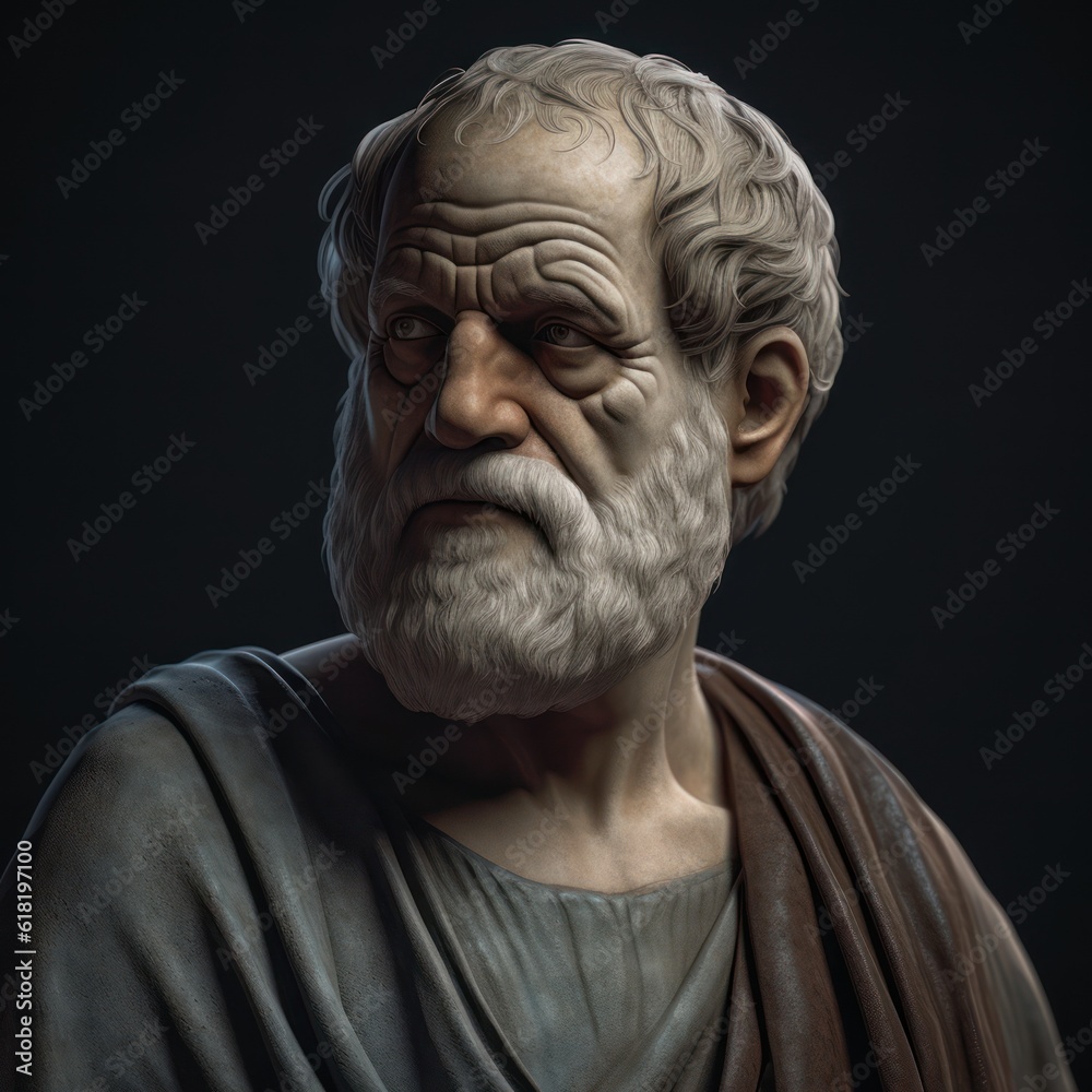 An artistic interpretation of a portrait of Aristotle, the renowned ...