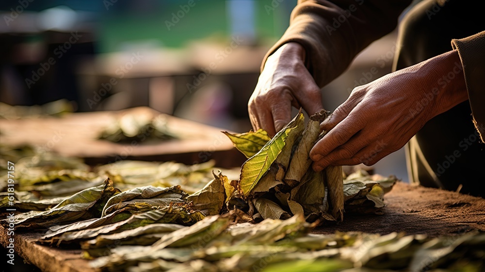 Traditional Tobacco Processing, making cuban cigars - Generative AI ...
