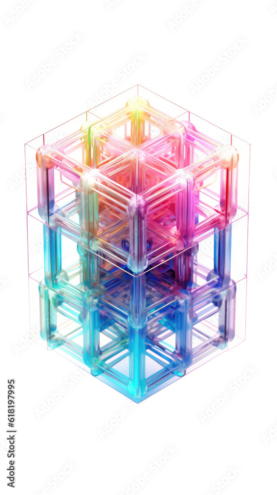 tesseract dimensional unfolding geometric 3d rendered abstract ...