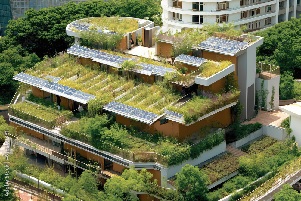 Sustainable Rooftop Garden With Solar Panels And Rainwater Harvesting ...
