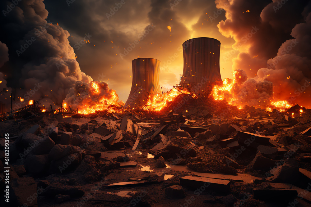 explosion accident at a nuclear power plant. man-made disaster. ai ...