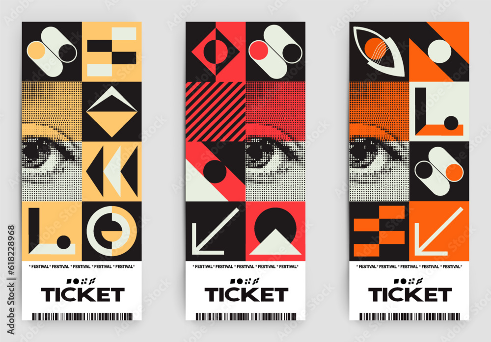 Postmodern illustrations with bold geometric shapes and abstract ...