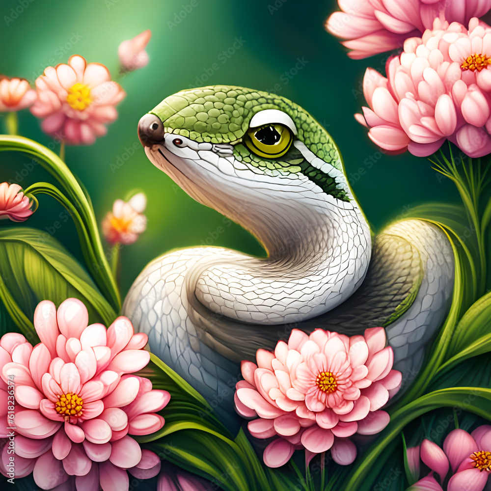 Cartoon illustration of baby serpent for books or other documents for ...