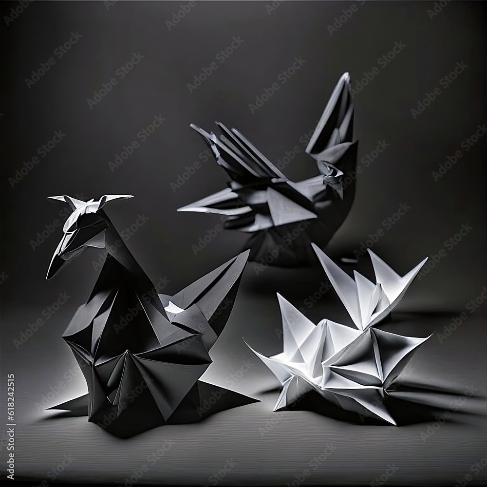 Origami paper sculptures as symbols of personal development or business ...