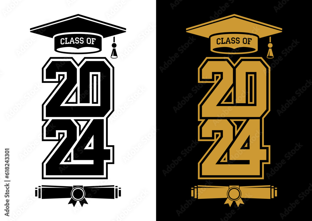 Lettering Class of 2024 for greeting, invitation card. Text for ...
