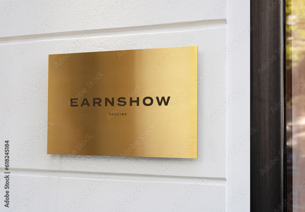 Sign Logo Mockup Template Style Effect Wall Badge Text Branding Stock ...