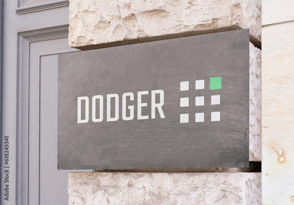 Sign Logo Mockup Template Style Effect Wall Badge Text Branding Stock ...