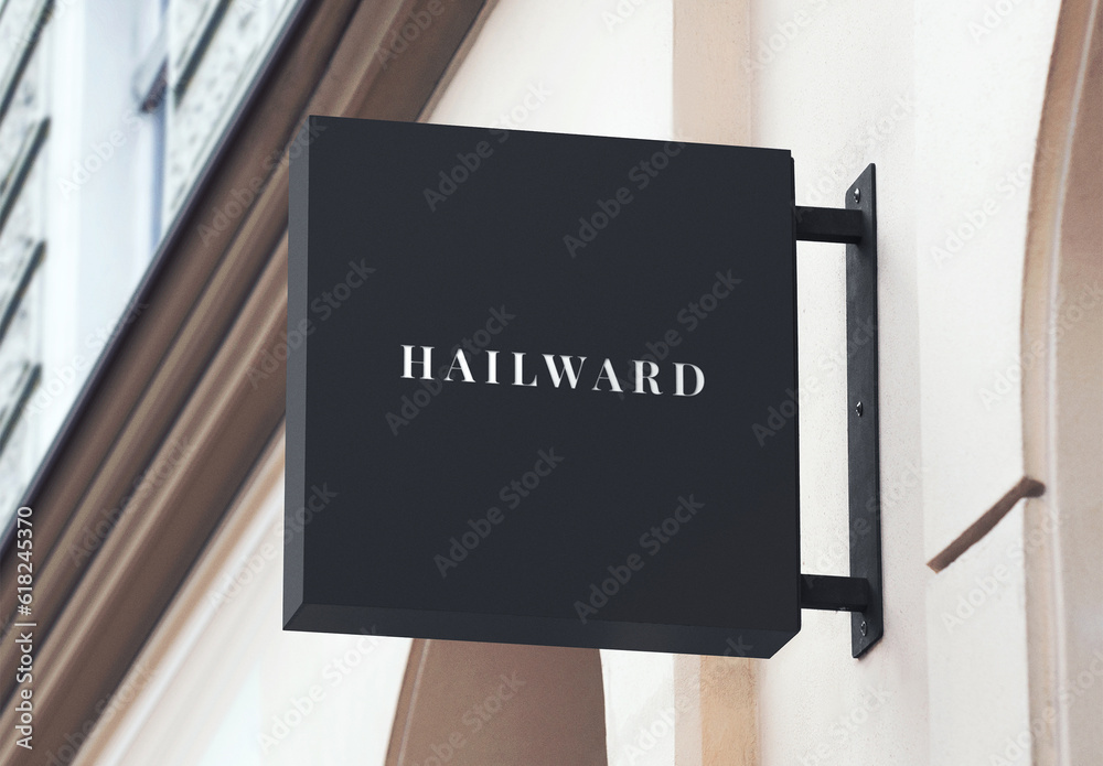 Sign Logo Mockup Template Style Effect Wall Badge Text Branding Stock ...