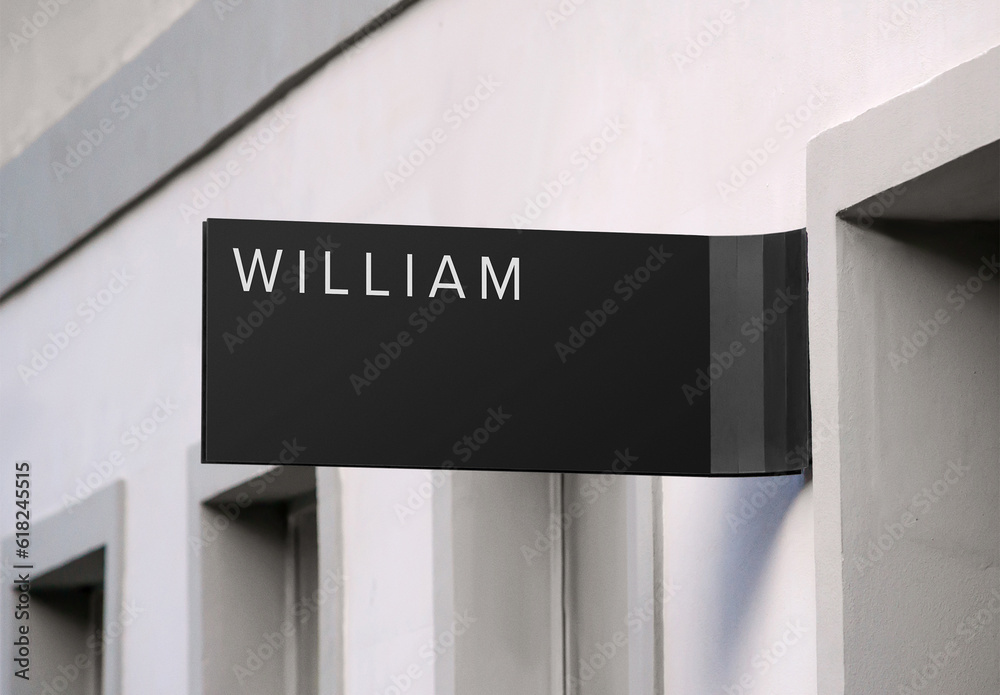 Sign Logo Mockup Template Style Effect Wall Badge Text Branding Stock ...