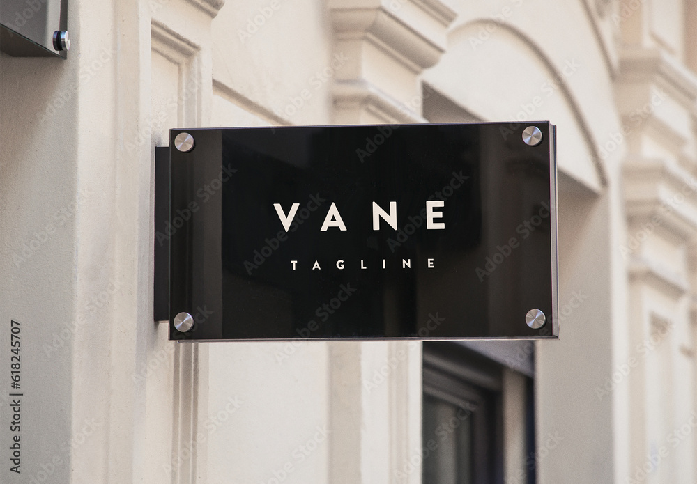 Sign Logo Mockup Template Style Effect Wall Badge Text Branding Stock ...