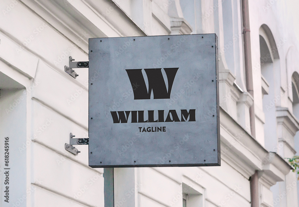 Sign Logo Mockup Template Style Effect Wall Badge Text Branding Stock ...