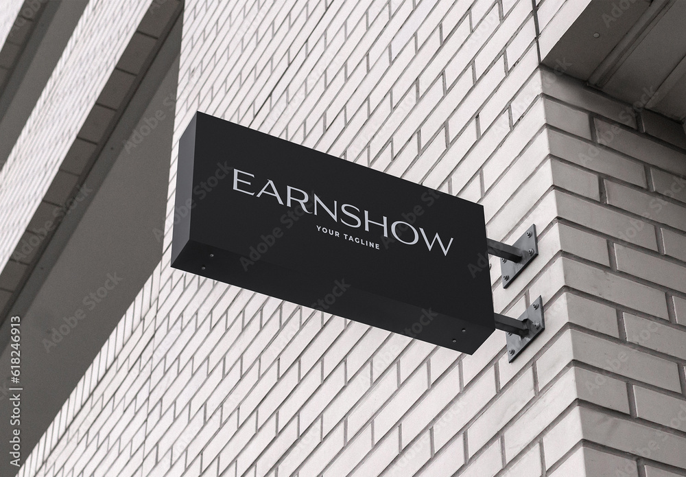 Sign Logo Mockup Template Style Effect Wall Badge Text Branding Stock ...