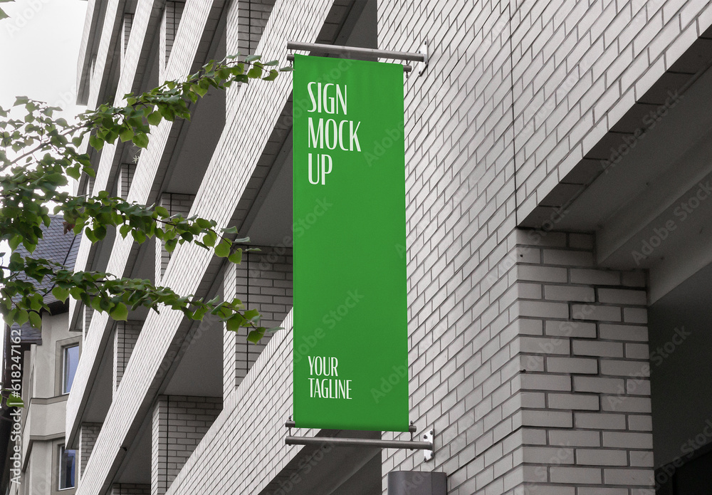 Sign Logo Mockup Template Style Effect Wall Badge Text Branding Stock ...