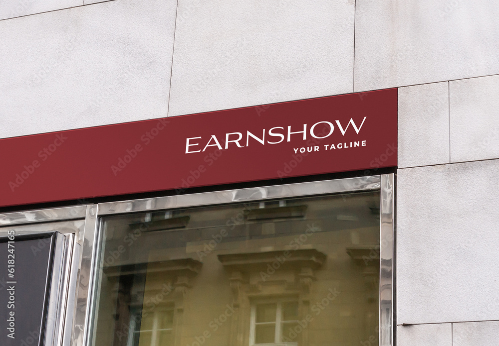 Sign Logo Mockup Template Style Effect Wall Badge Text Branding Stock ...