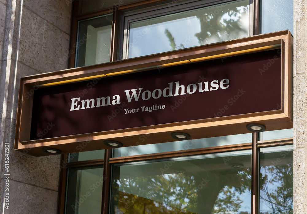 Sign Logo Mockup Template Style Effect Wall Badge Text Branding Stock ...