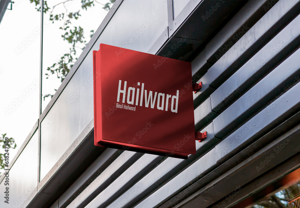 Sign Logo Mockup Template Style Effect Wall Badge Text Branding Stock ...