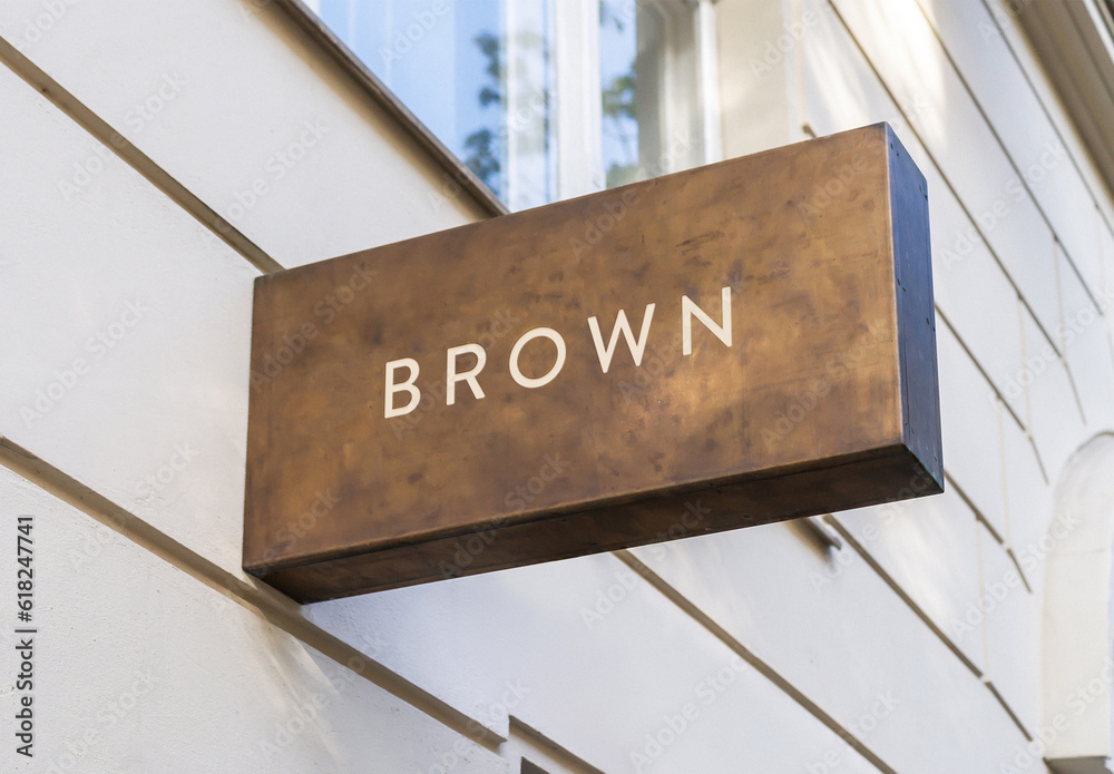 Sign Logo Mockup Template Style Effect Wall Badge Text Branding Stock ...