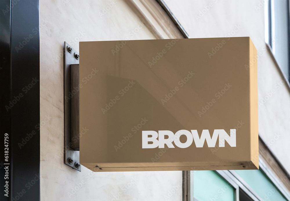 Sign Logo Mockup Template Style Effect Wall Badge Text Branding Stock ...