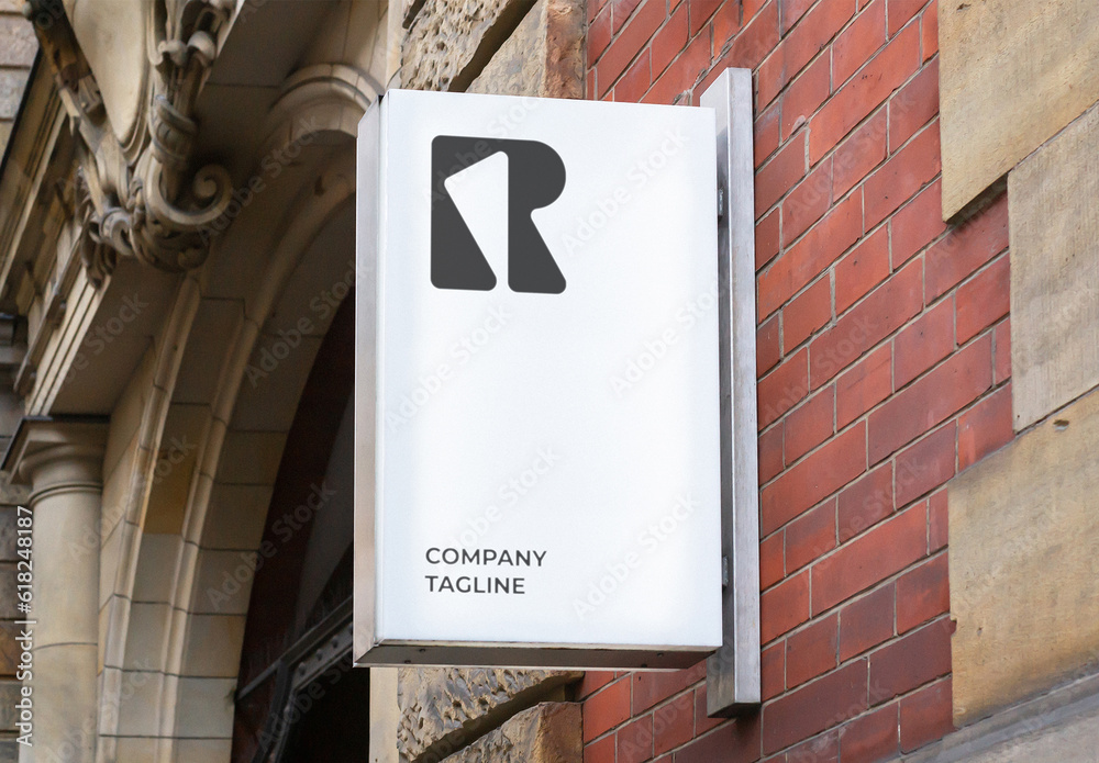 Sign Logo Mockup Template Style Effect Wall Badge Text Branding Stock ...