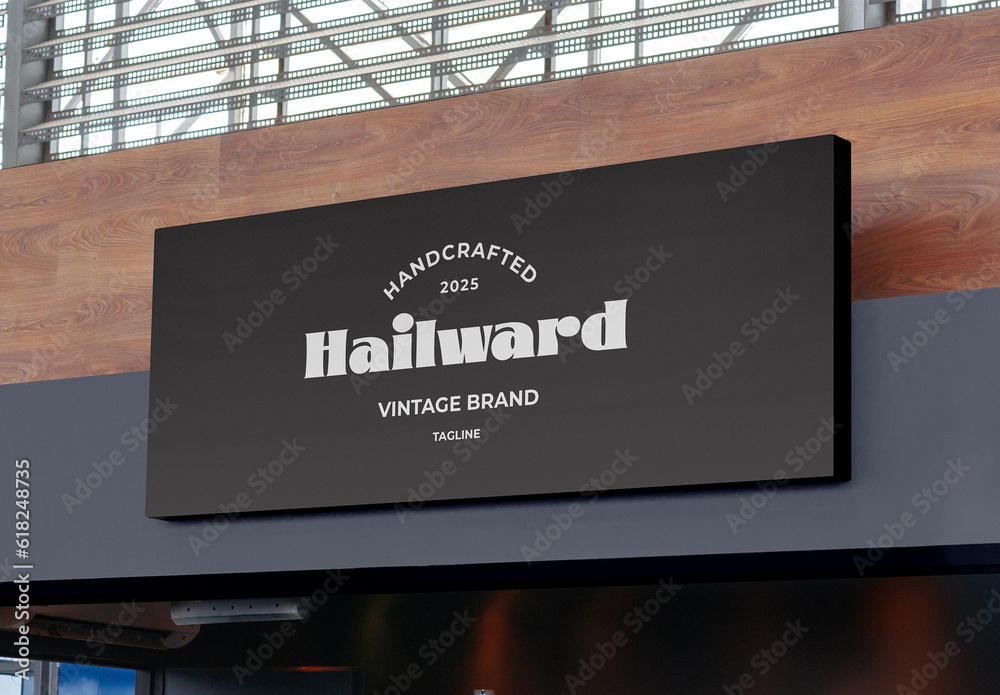 Sign Logo Mockup Template Style Effect Wall Badge Text Branding Stock ...