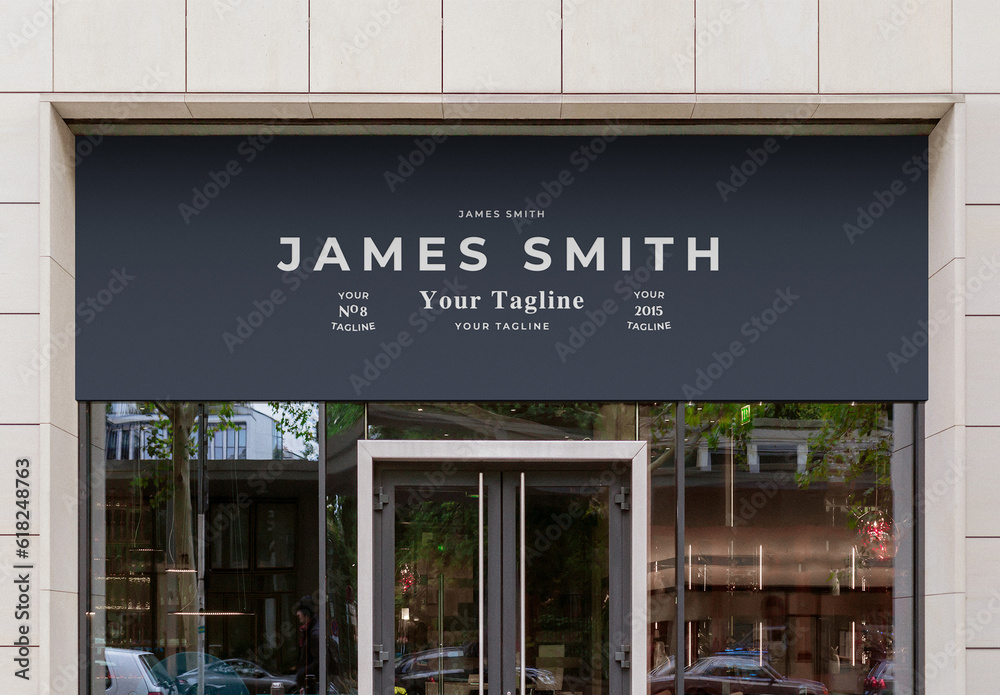 Facade Sign Logo Mockup Template Style Effect Wall Badge Text Branding ...
