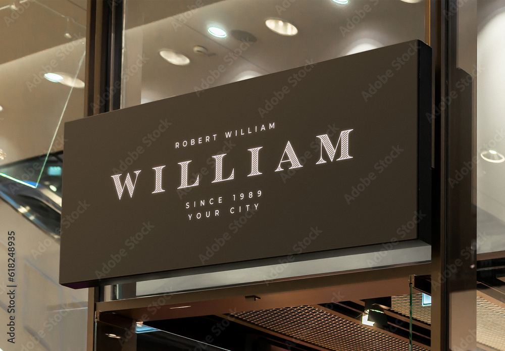 Sign Logo Mockup Template Style Effect Wall Badge Text Branding Stock ...