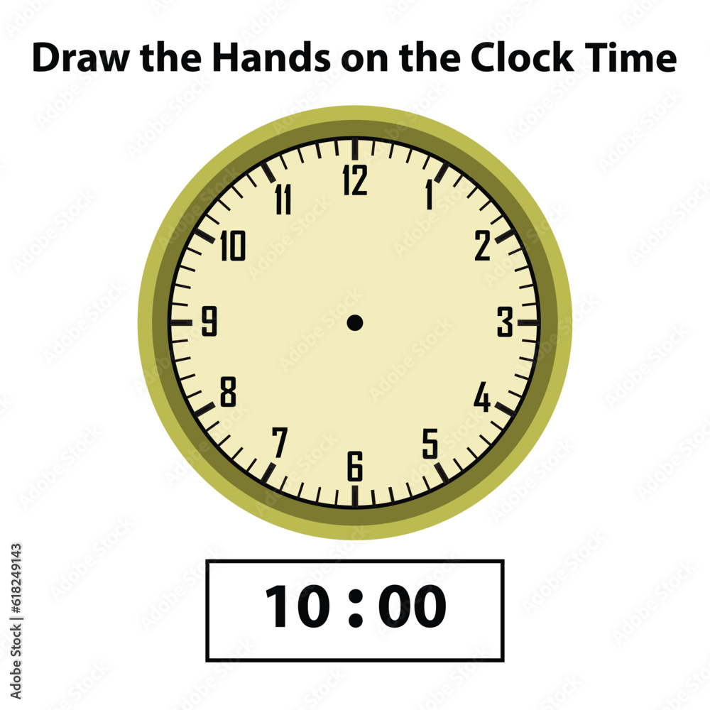 Draw hands Analog clock 10:00. What are the time, Learning clock, and ...