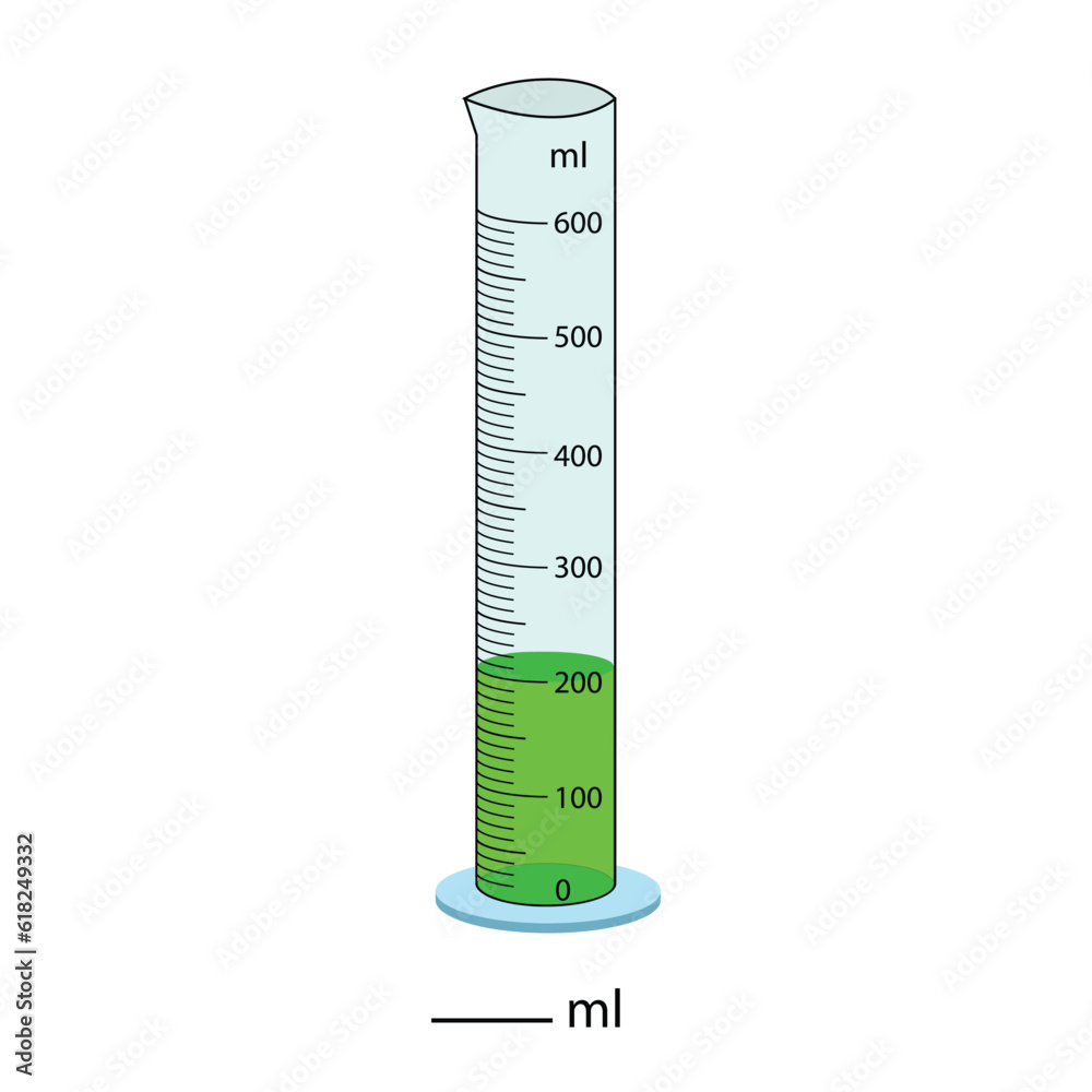 Measuring cylinder 2ooml. Vector illustration. Cylinder graduated tube ...