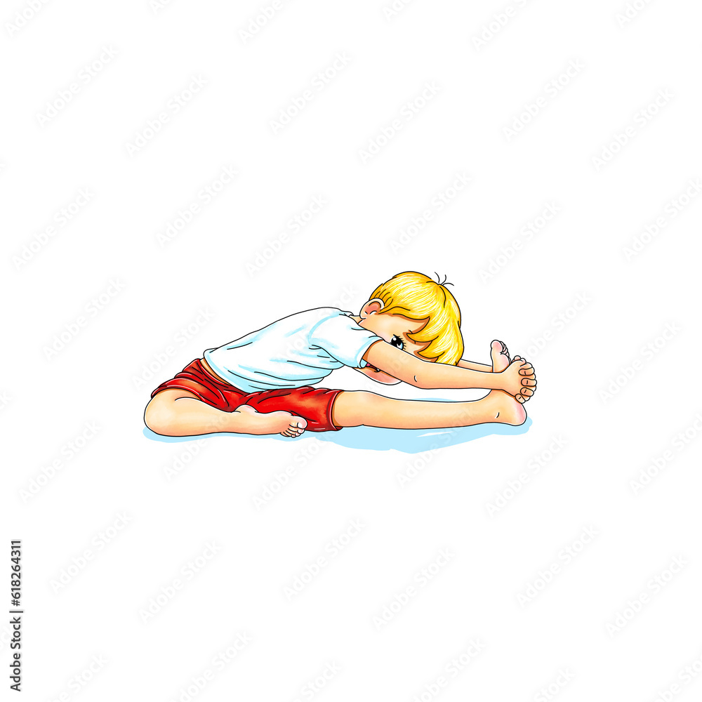 Kids Yoga - Joga für Kinder, Asana gestreckte Katze, horizontal Banner ...